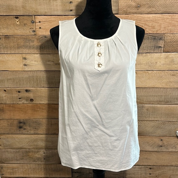 Talbots | Tops | Talbots Womens White Sleeveless Blousetank With Gold ...